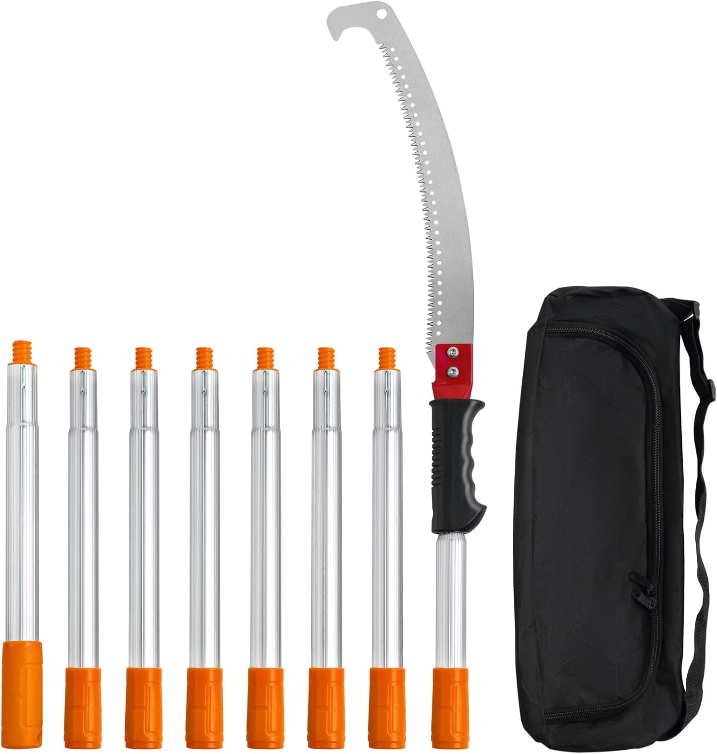 Manual Pole Saw, 7.3-27 ft Extendable Tree Pruner, Sharp Steel Blade and Scissors High Branches ...