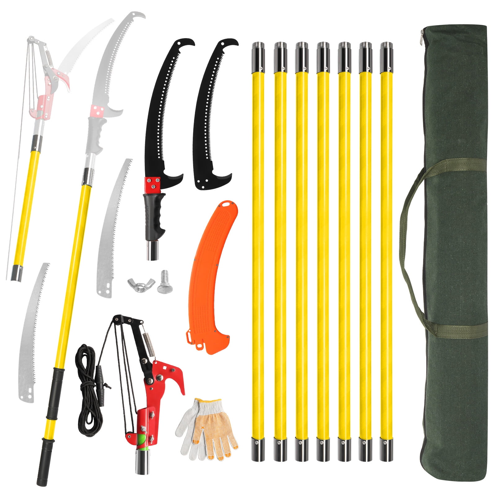 Manual Pole Saw Extendable Tree Pruner Fiberglass Pole Scissors 6.5 ...