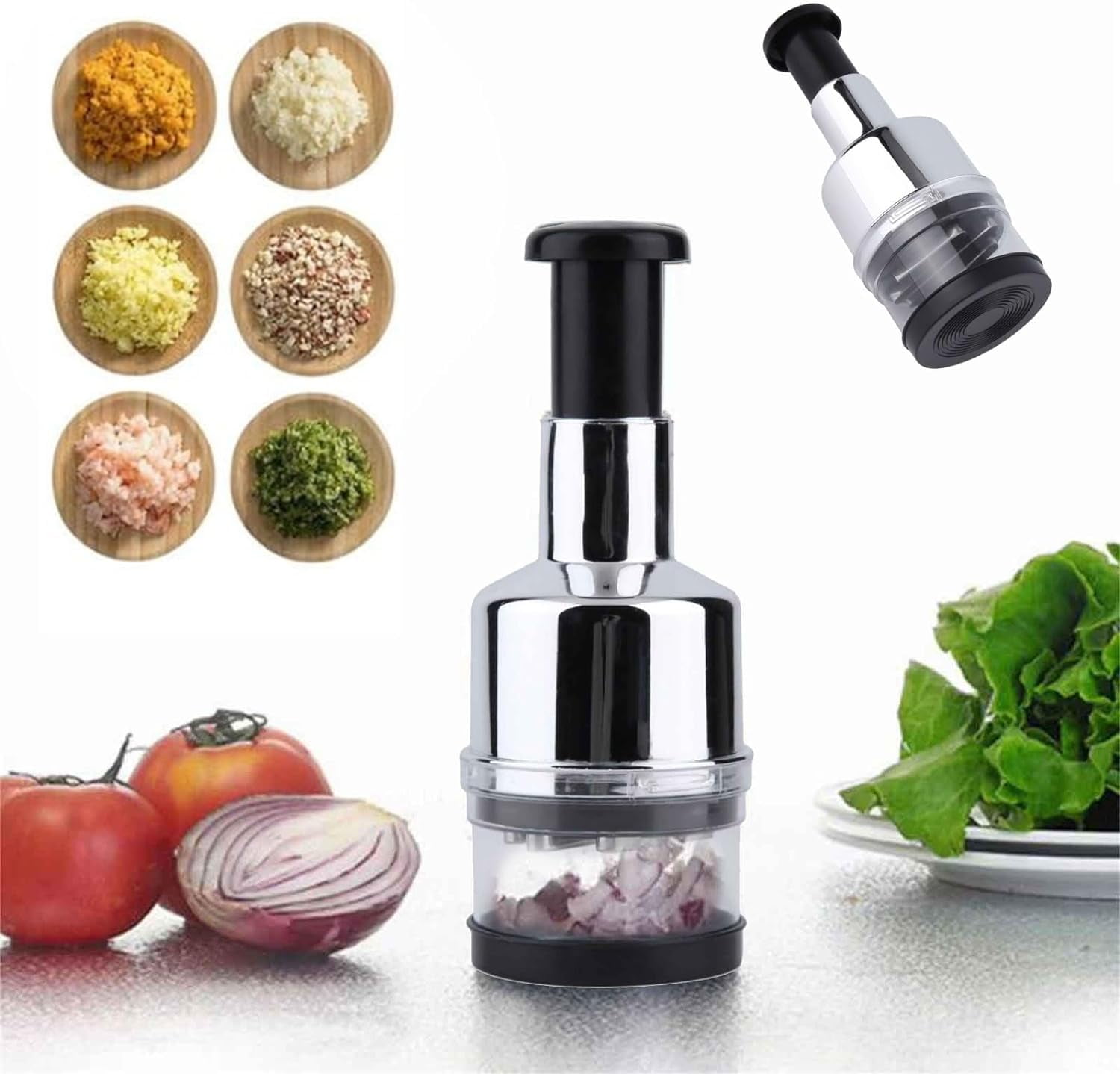 Manual Pressed Chopper, Gralic Press Dicer Mini Chopper, Stainless ...