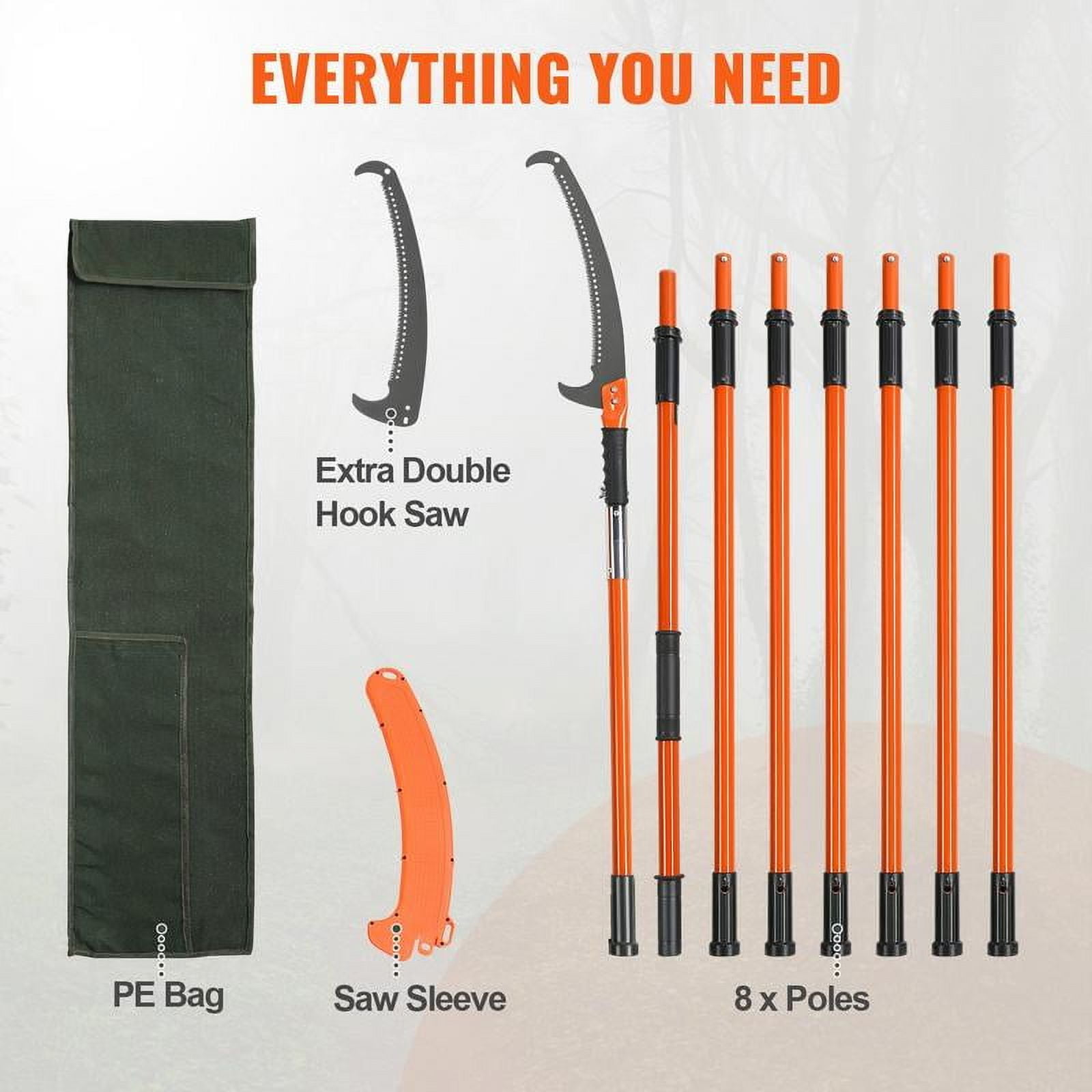 Manual Pruning Saw, 7.3-27ft Telescopic Pruner, Sharp Steel Blade, High ...
