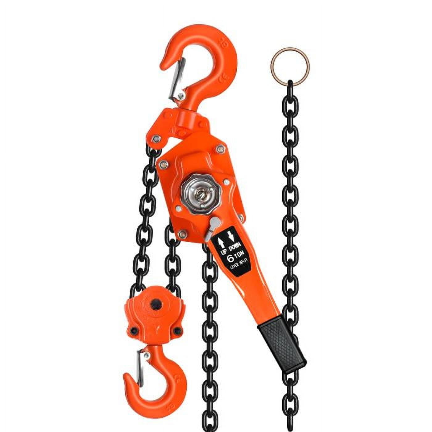 Manual Ratchet Chain Puller Hoist, 6T G80 Galvanized 20FT Chain, Double ...