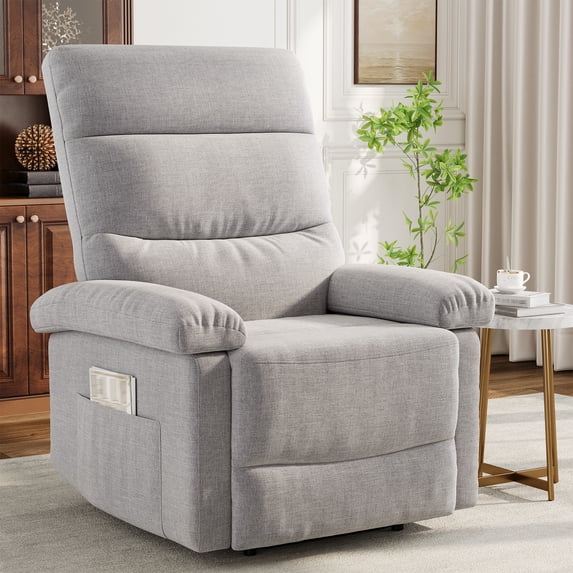 Manual Recliner Chair, Ergonomic Fabric Single Sofa with Back Support ...