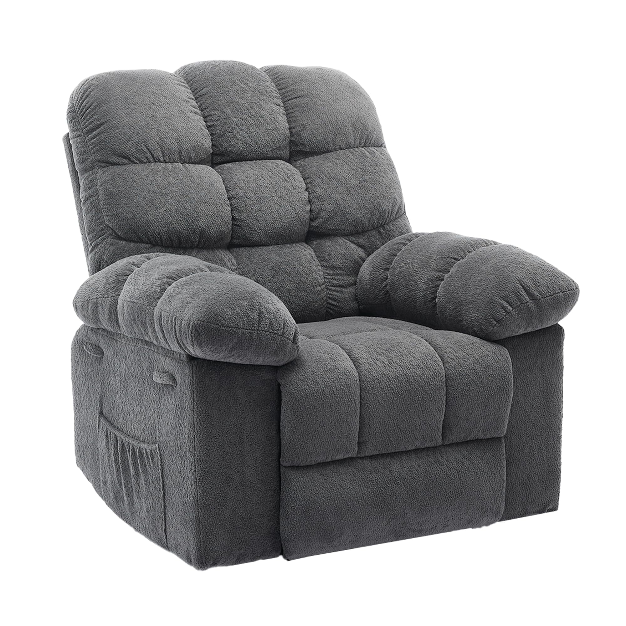 Manual Recliner Chair, Ergonomic Overstuffed Fabric Recliner with Side ...