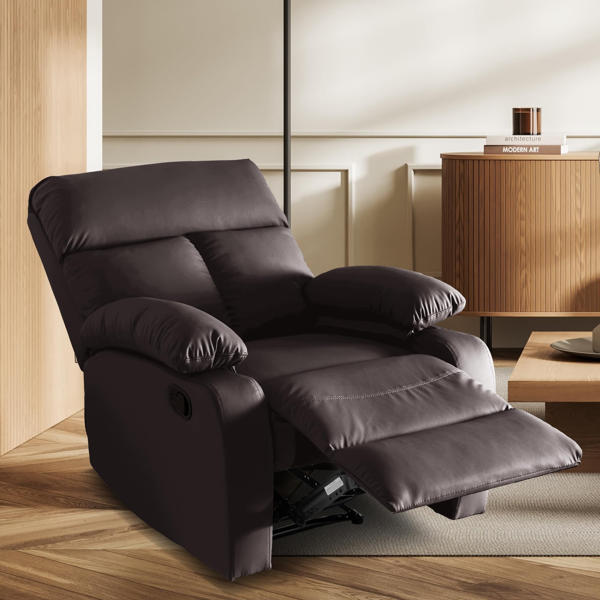 Manual Recliner for Adults Brown Recliner Chair, Single Sofa Recliner ...