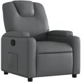 Manual Reclining Chair with 6 Massage Points, Cream Faux Leather ...