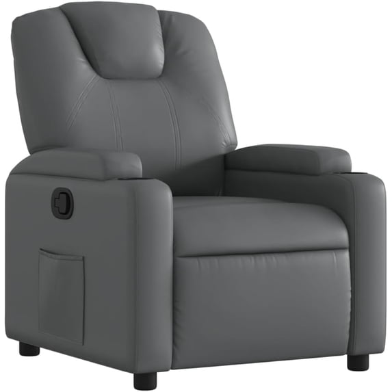 Manual Reclining Chair with 6 Massage Points, Cream Faux Leather ...