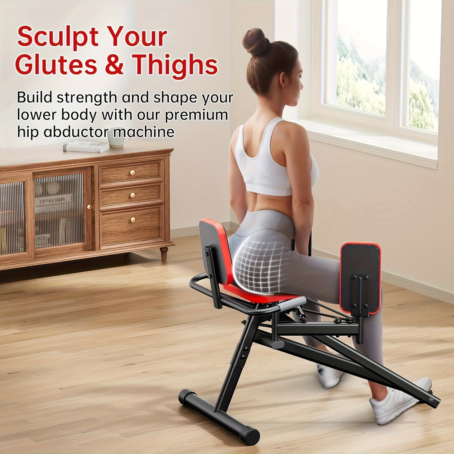 Manual Resistance Hip Abduction Trainer, Adjustable Heavy-Duty Glute ...