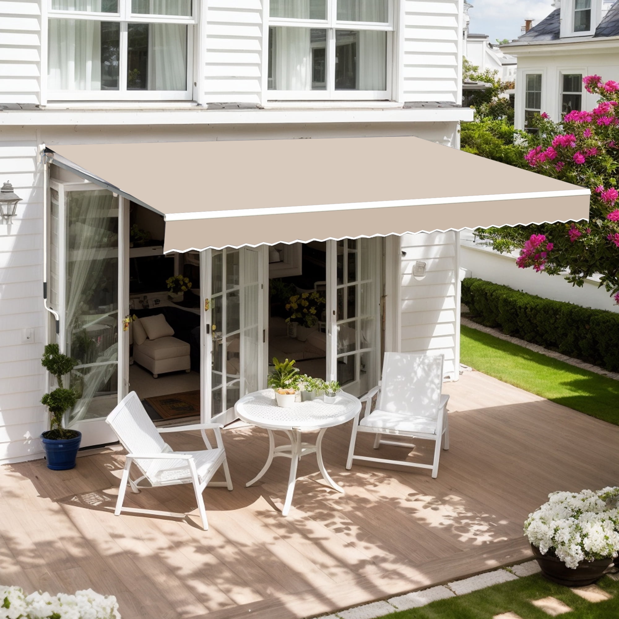 Manual Retractable Awning, 13' x 8' Patio Awnings, UV Protection Window ...