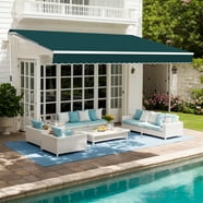 YODOLLA 13'×9.8' Manual Retractable Awning Sun Shade Patio Awning Cover ...