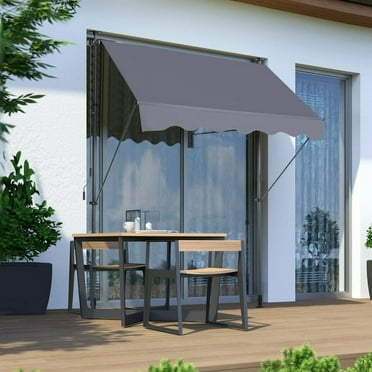 MCombo Patio Window Awnings 5'x8', Fully Assembled Manual Retractable ...