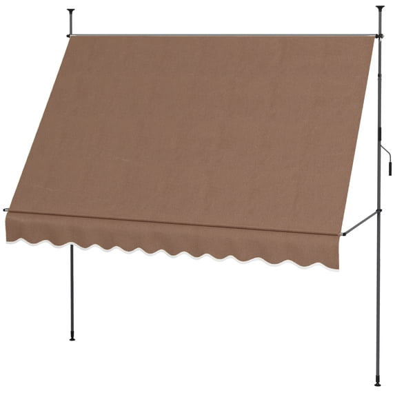 Manual Retractable Awning, Coffee, 10' x 4', Polyester Fabric, RV ...