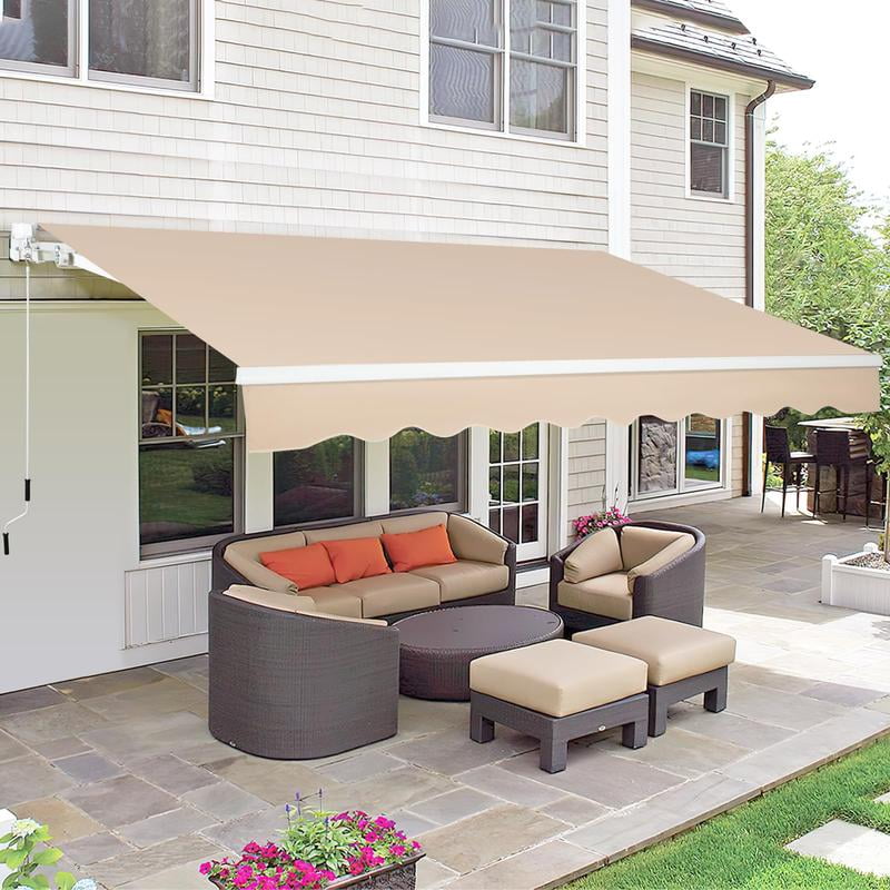 Manual Retractable Awning Water-Resistan Lounge Polyester Cover with ...
