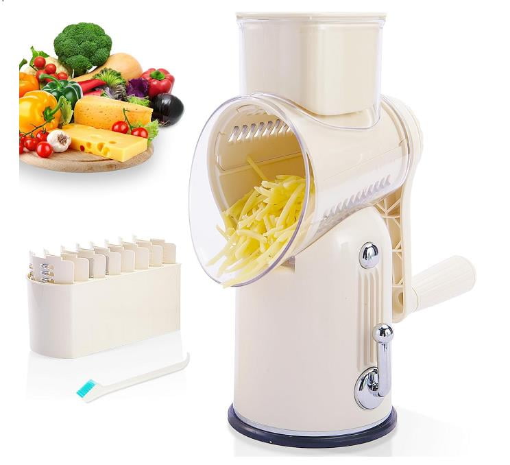 DFENGDF Rotating Cheese Grater with Handle, 5-in-1 Stainless Blades ...