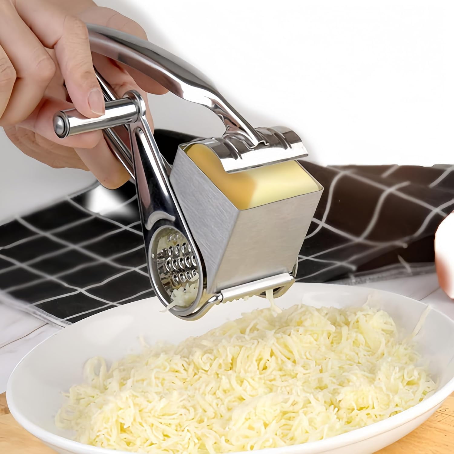 Manual Rotary Cheese Grater Stainless Steel Parmesan Grater, Hand Crank ...