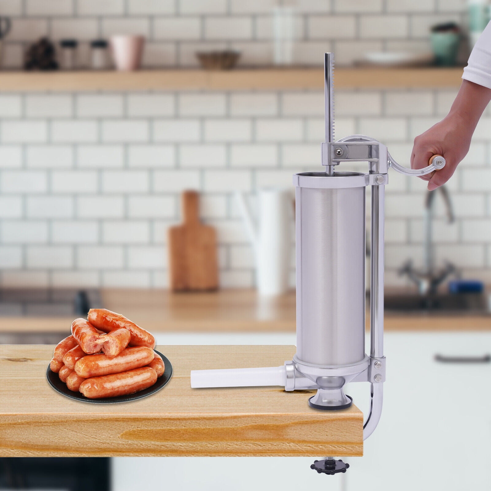 Manual Sausage Stuffer Machine, Stainless Steel, Vertical, Detachable w ...