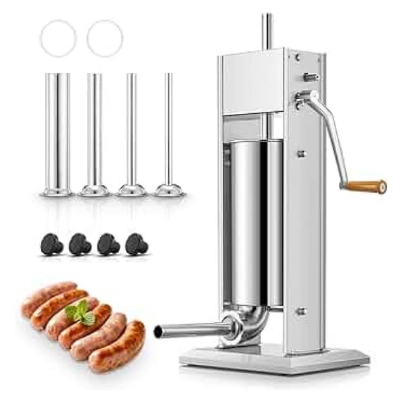 Manual Sausage Stuffer, 11 LB/5L Capacity, 304 Stainless Steel Sausage ...