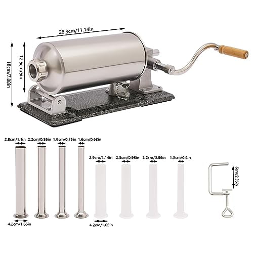 Manual Sausage Stuffer Machine, 4L/1Gal Stainless Steel Sausage Maker ...