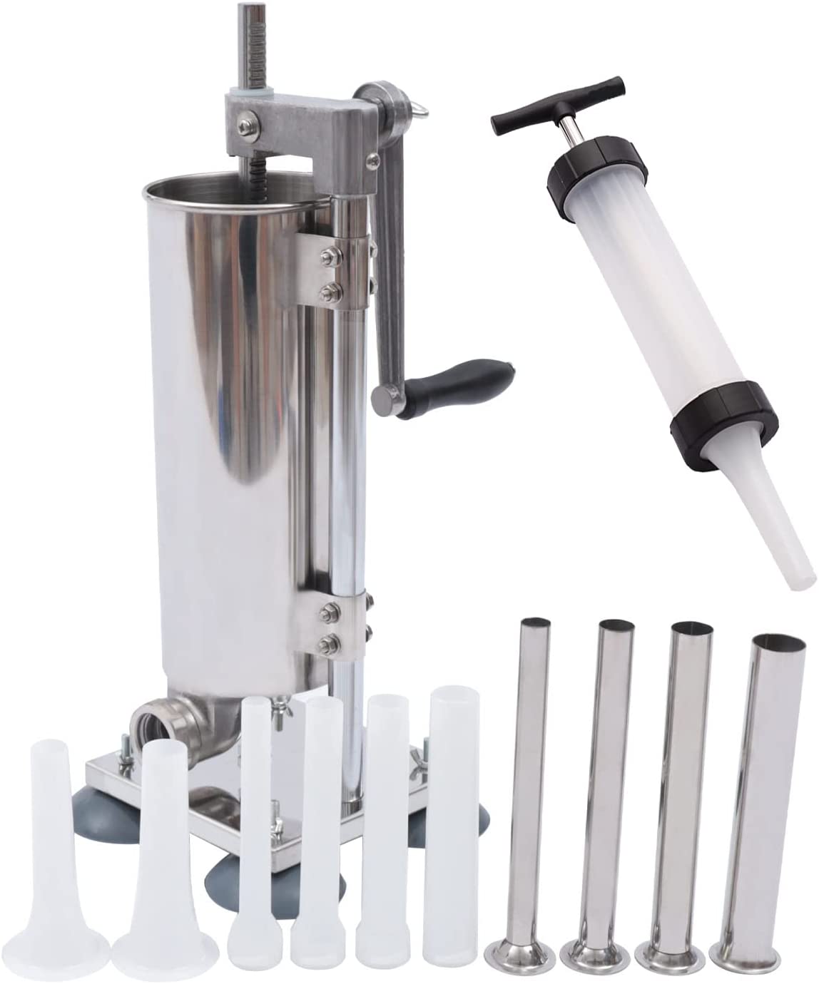 Manual Sausage Stuffer Maker,3L/6lbs Stainless Steel Vertical Sausage ...