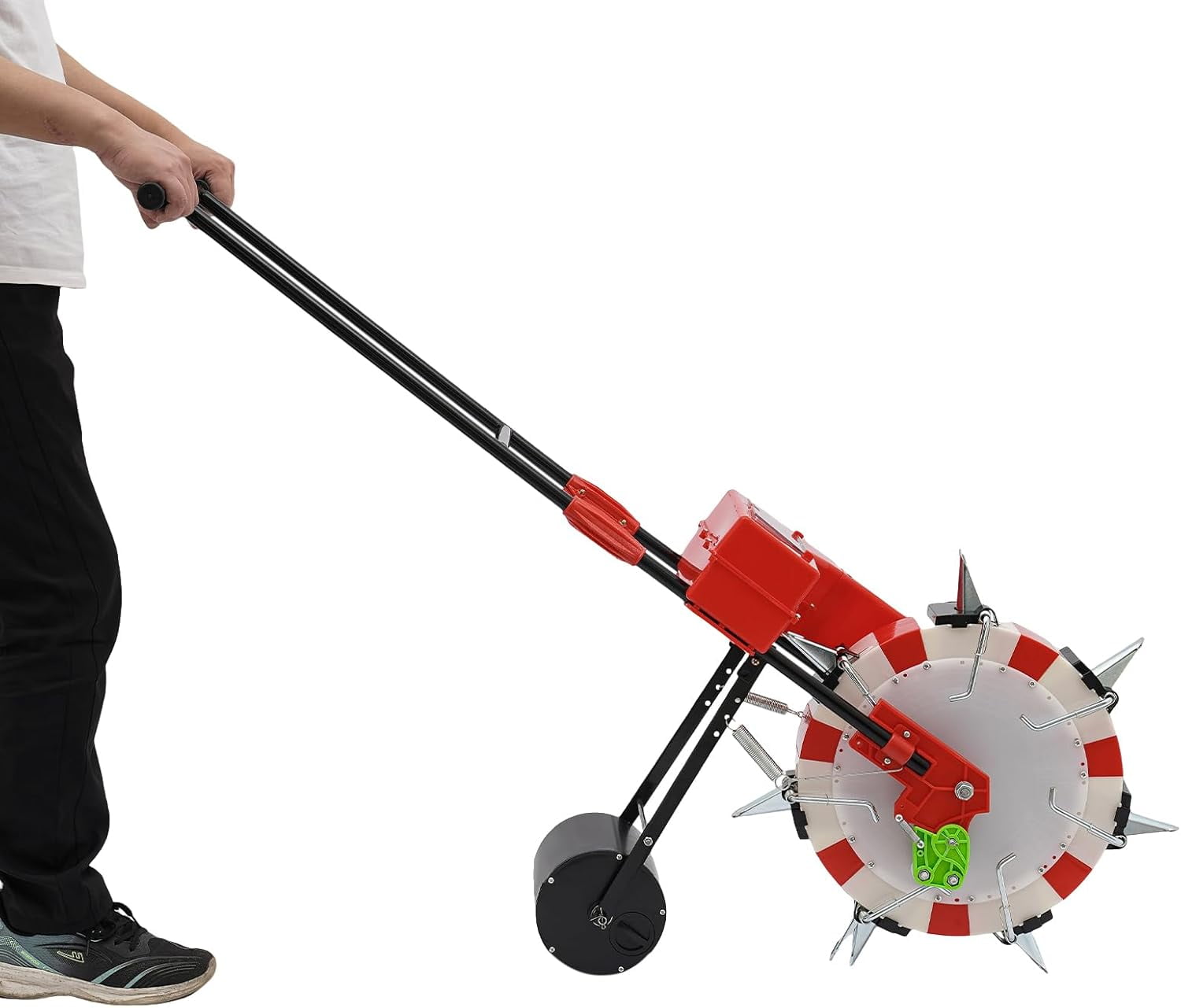 Manual Seeder, 7 Nozzles Garden Push Seeder Planter，Hand-Push Garden Seeder Roller Seeding ...