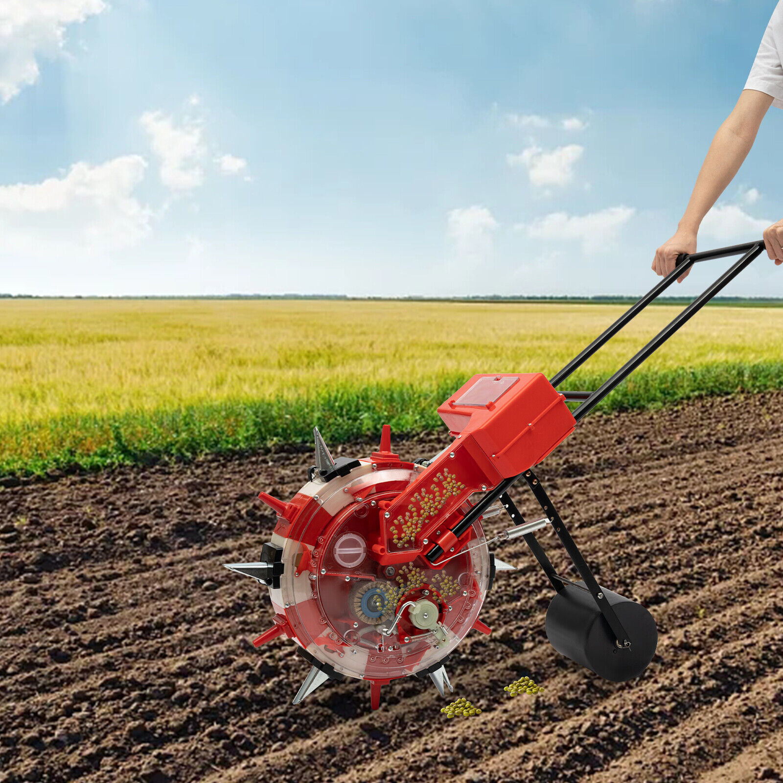 Manual Seeder Machine Hand-Push Roller Seeder Tool Home Handheld ...