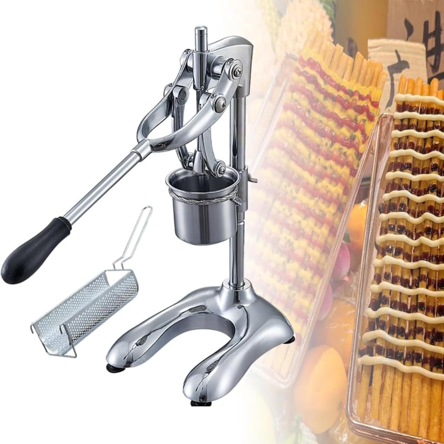 Manual Stainless Steel Potatoes Fried Chips Extruder Long French Fries ...