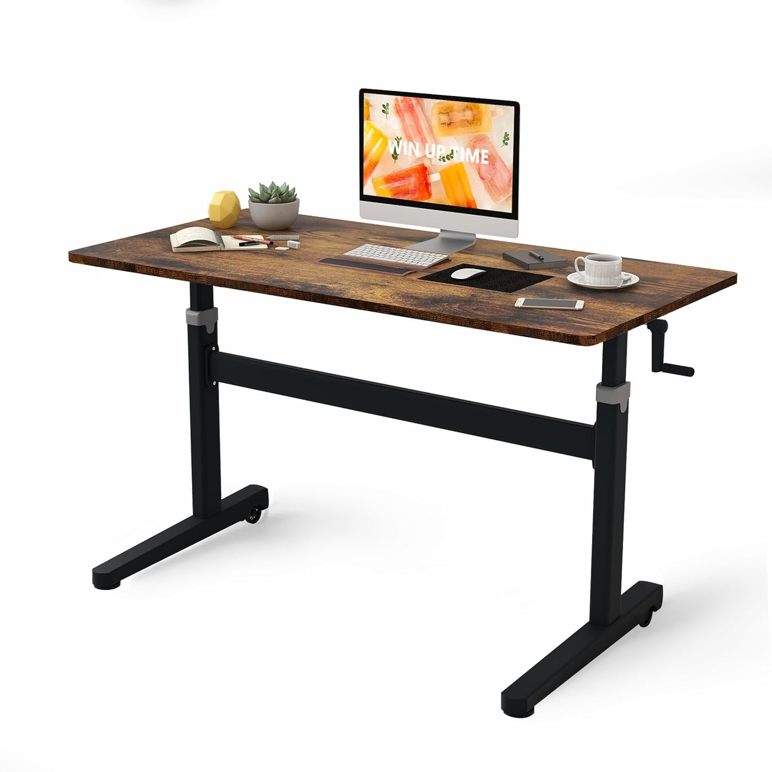 Manual Standing Desk Adjustable Height- Crank Mobile Standing Desk 55 x ...