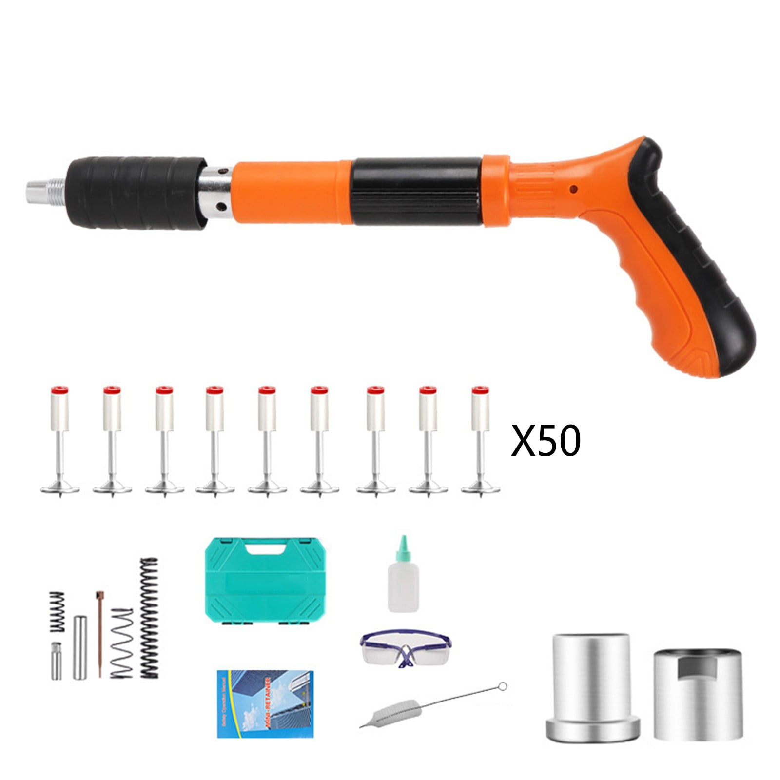 Manual Steel Nail Drive Kit Orange + Round Nails *50|Manual Mini Steel ...