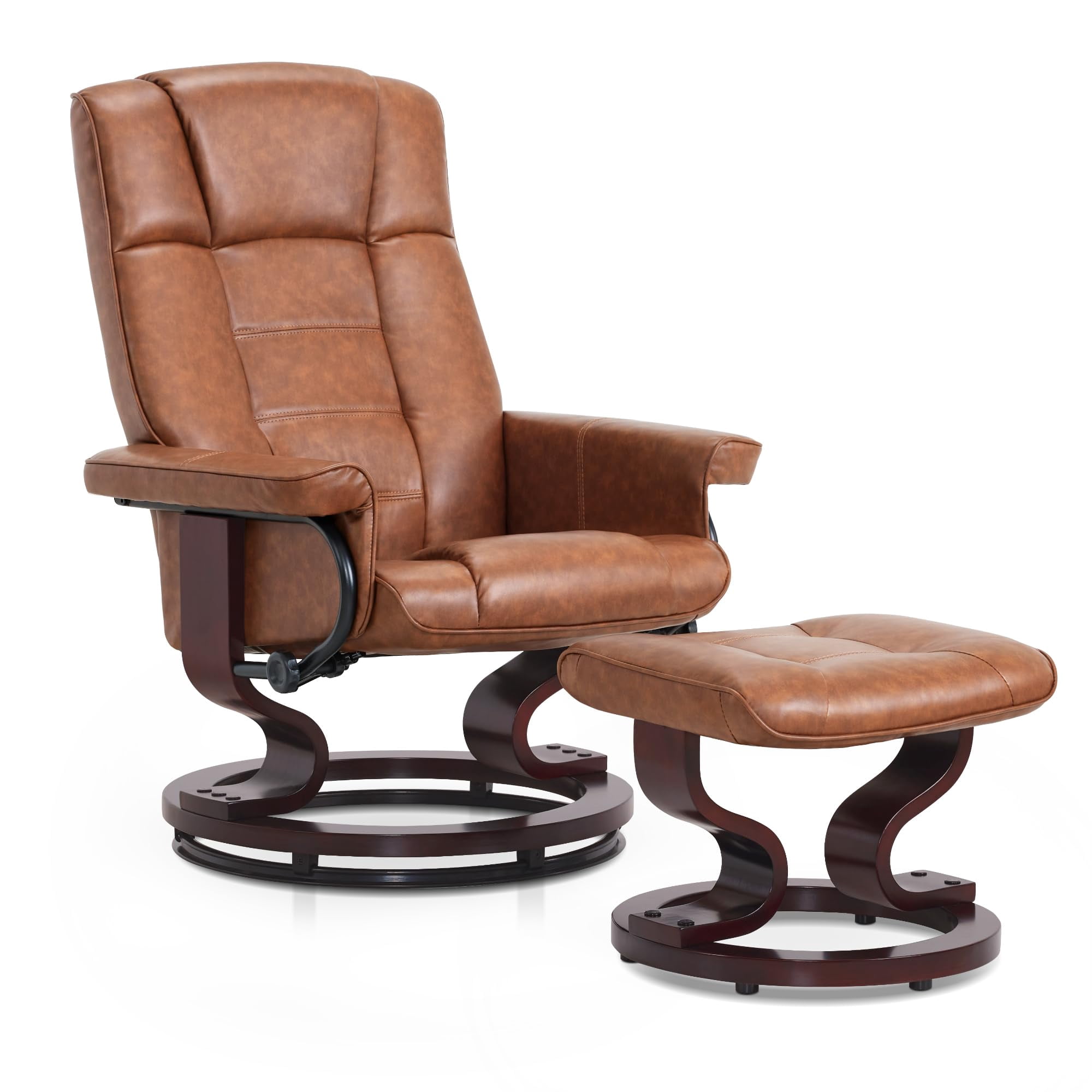 Manual Swivel Recliner with Ottoman, Chair Ottoman Set for RV Small ...