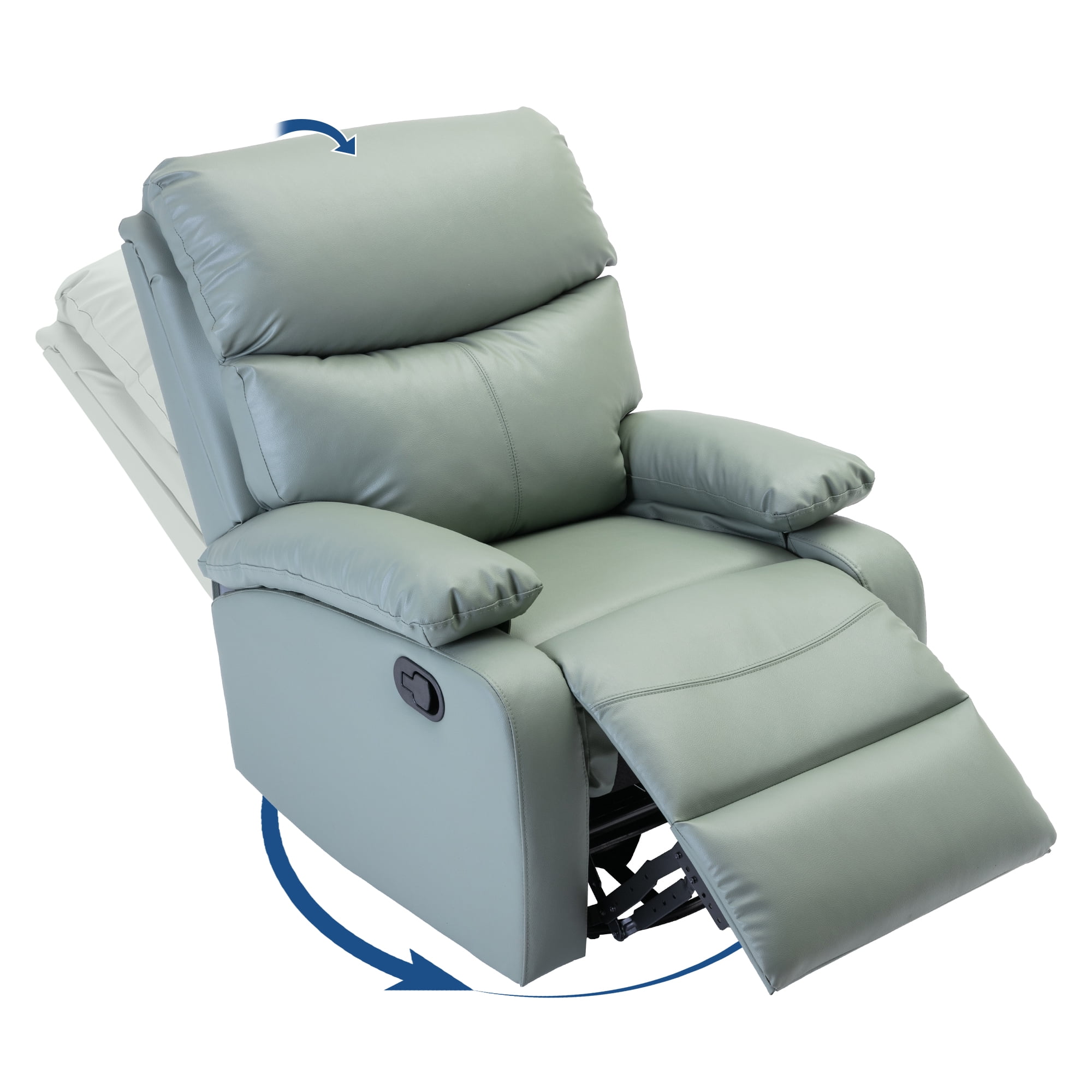 Manual Swivel Rocker Recliner, Genuine Leather Rocking Recliner Chair ...