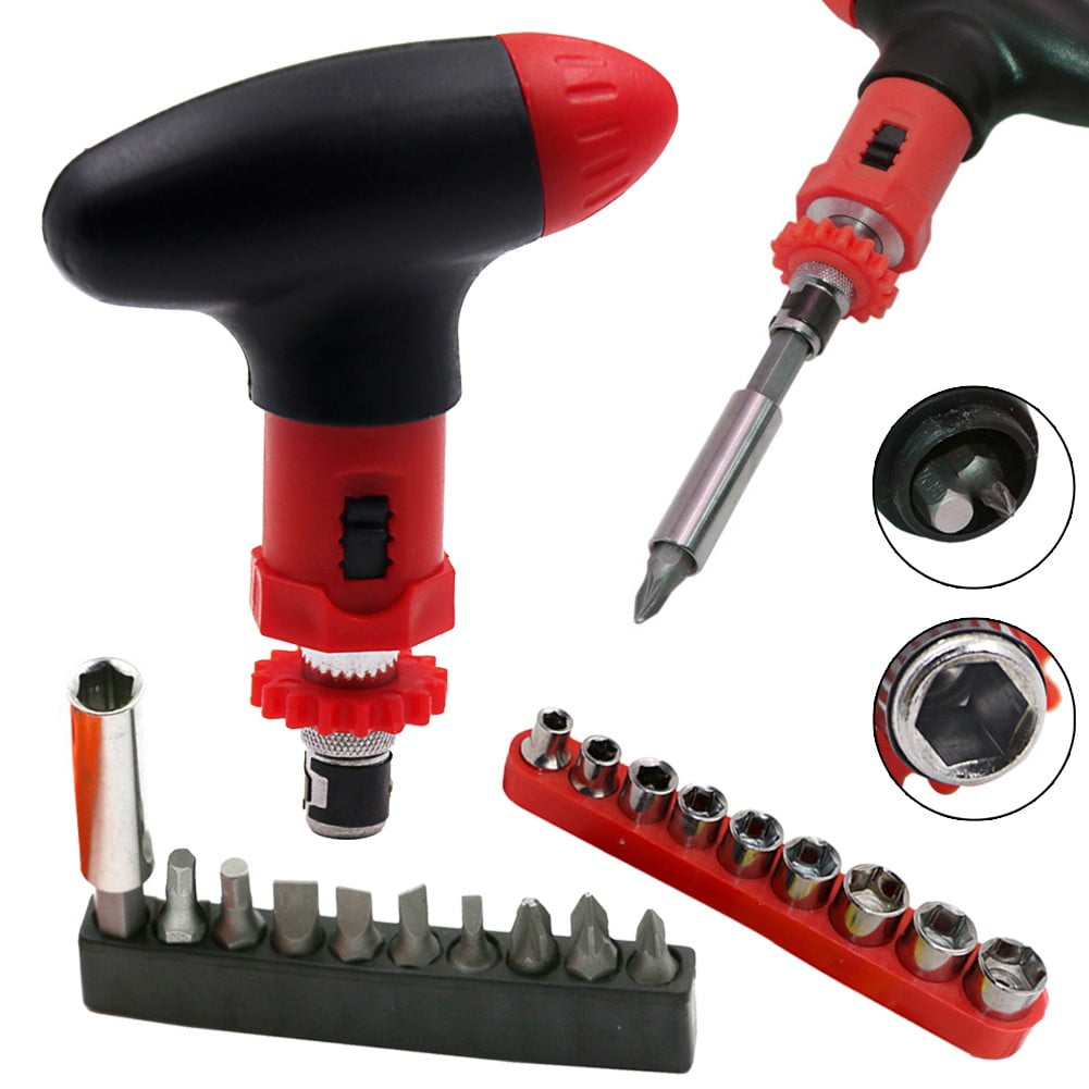 Manual T-type Ratchet Screwdriver Quick Bolt Driver Batch 6.35mm ...