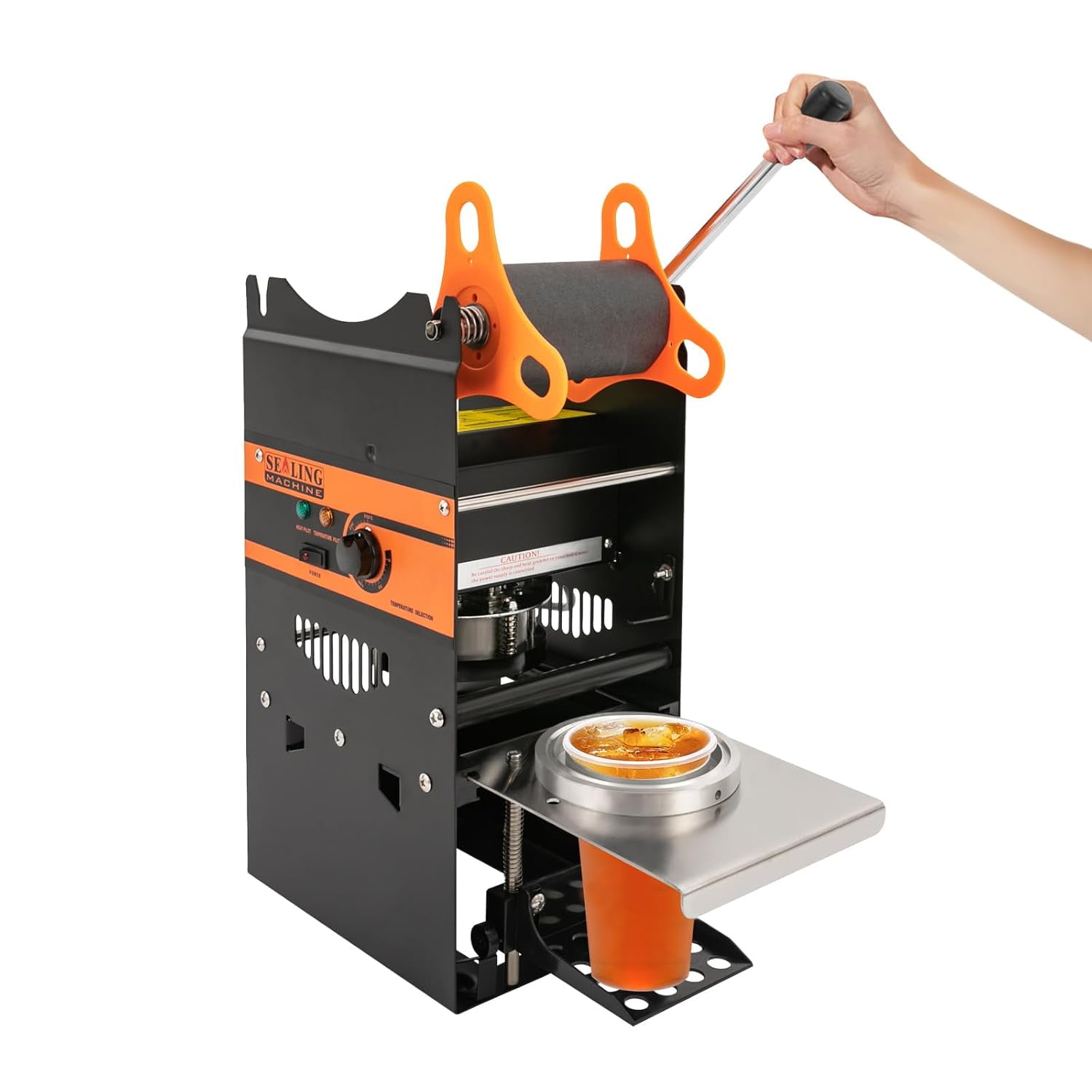 Manual Tea Cup Sealer Machine, 300-500 Cup/h, 3.5/3.7in Cup Diameter Electric Manual Cup Sealer ...