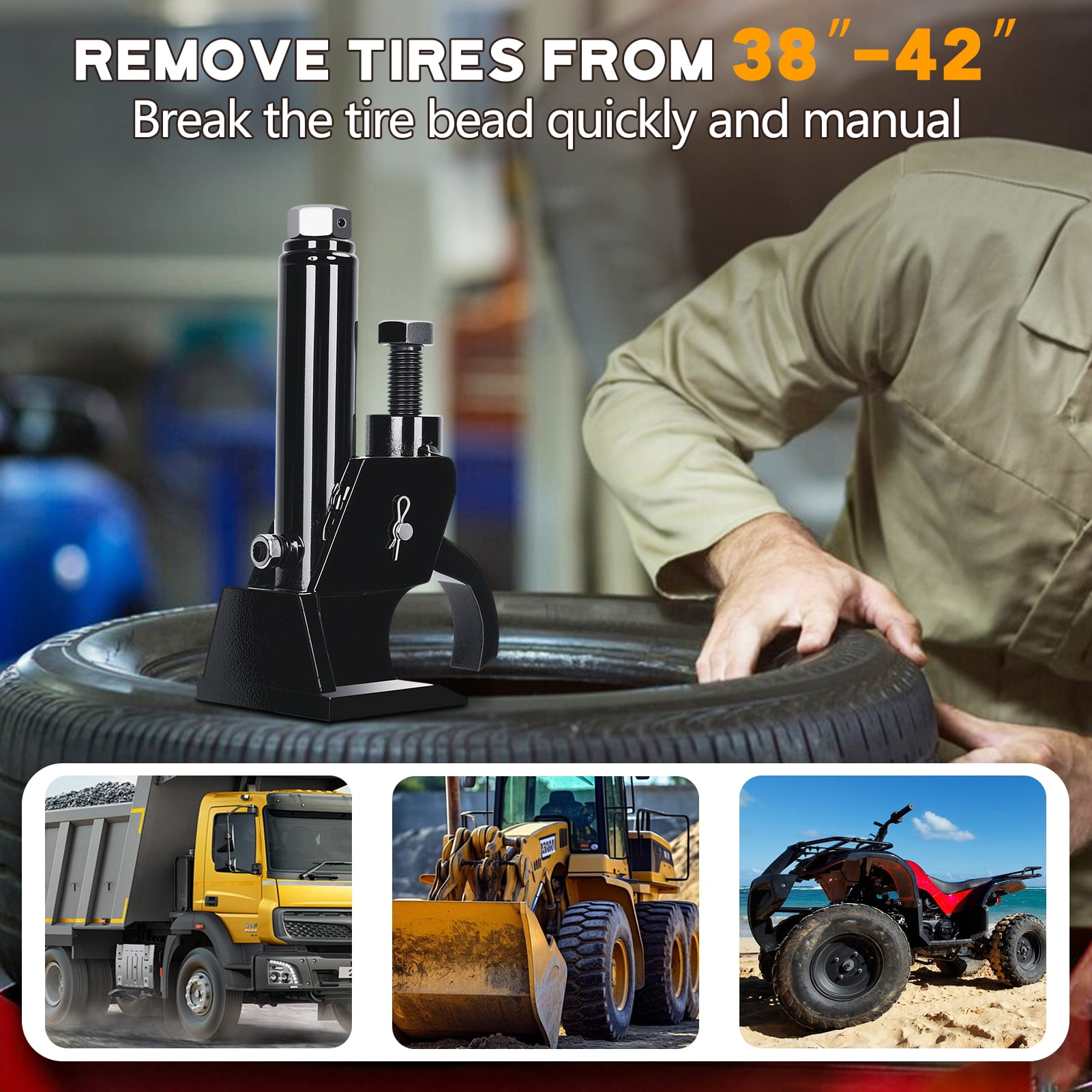 Manual Tire Bead Breaker with Rubber Pad, Aluminum Alloy Hub Friendly ...