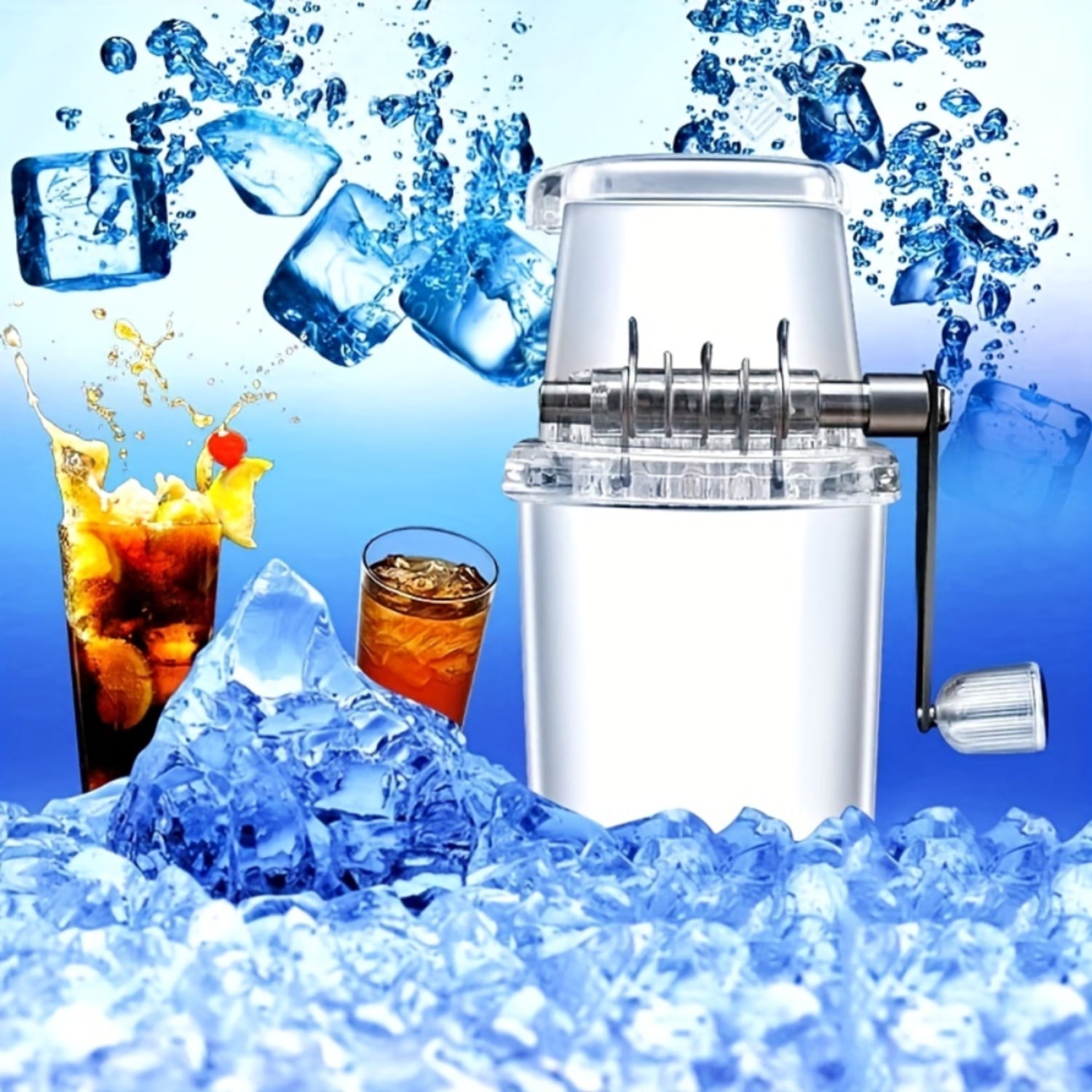 Manual Transparent Ice Crusher Hand-Crank Ice Shaver for Cocktails ...