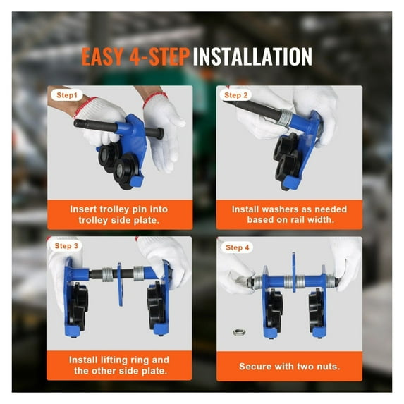 Manual Trolley 1100 Lbs I-Beam Trolley, 2.5-5.5'' Adjustable Beam Trolley with Dual Wheels ...