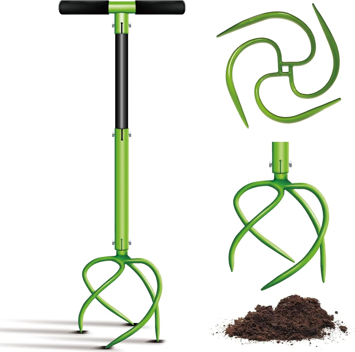 Manual Twist Tiller, Adjustable Height Tiller, Heavy Duty Garden Claw ...