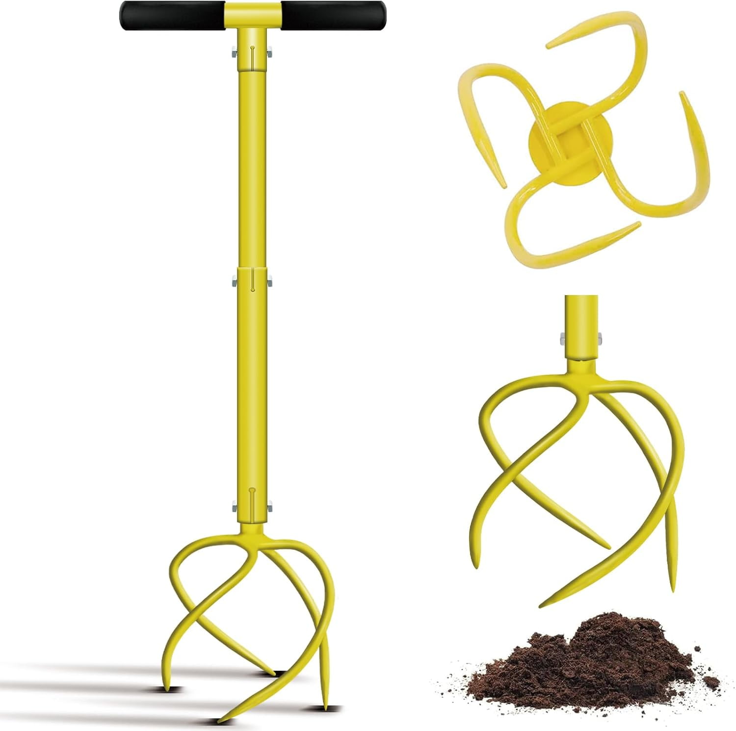 Manual Twist Tiller, Adjustable Height Tiller, Heavy Duty Garden Claw ...