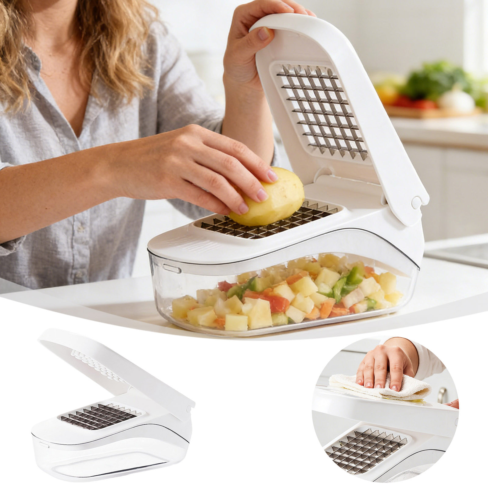 Manual Vegetable Chopper Food Veggie Box Chopper with Container Onion ...