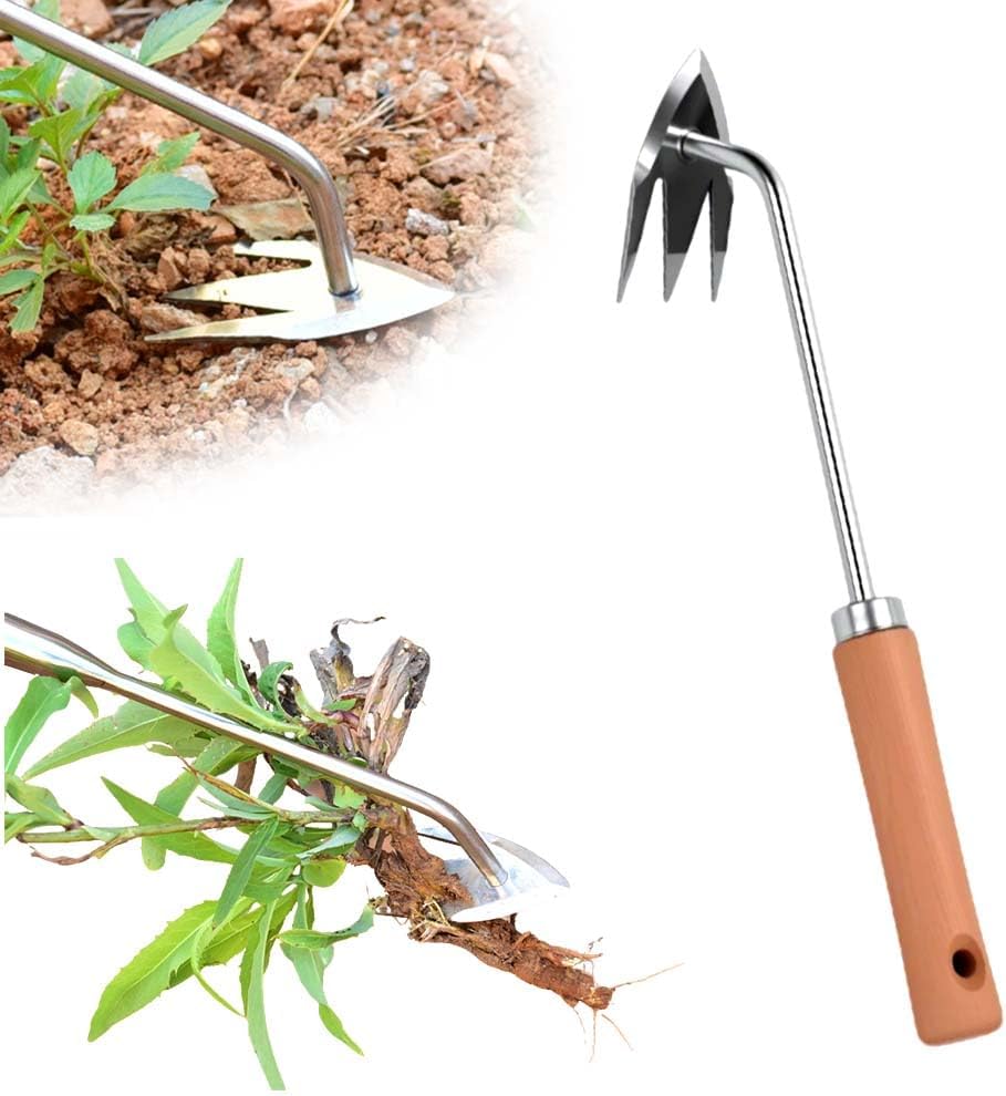 Manual Weed Remover Tool for Lawn and Garden, 3 Tooth Weeding Artifact ...