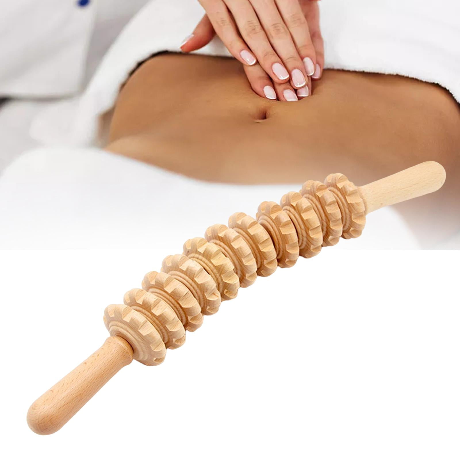 Manual Wooden Roller, 11 Wheels Muscle Belly Tool, Cellulite Handheld ...