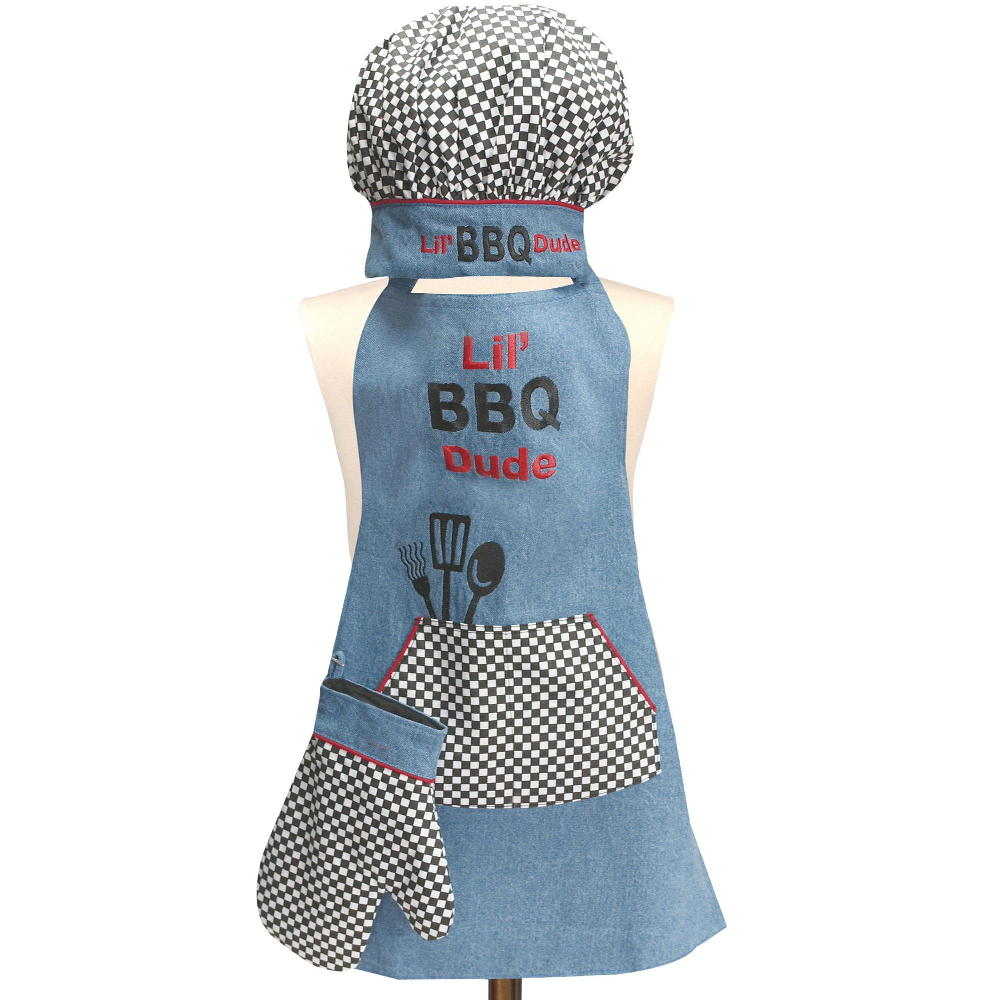 Manual Woodworkers Izzy Collection Lil' BBQ Dude Kids 3-Piece Apron Set ...