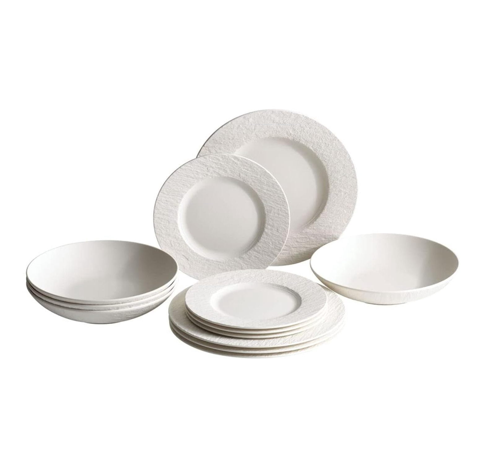 Manufacture Rock Blanc 12-Piece Dinnerware Set, Service for 4, Plates ...