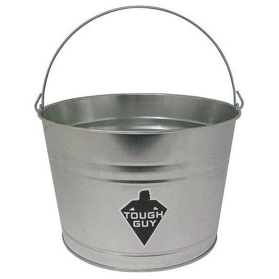 4 1/4 gal Round Bucket, 13 in Dia, Silver, Galvanized Steel - Walmart.com