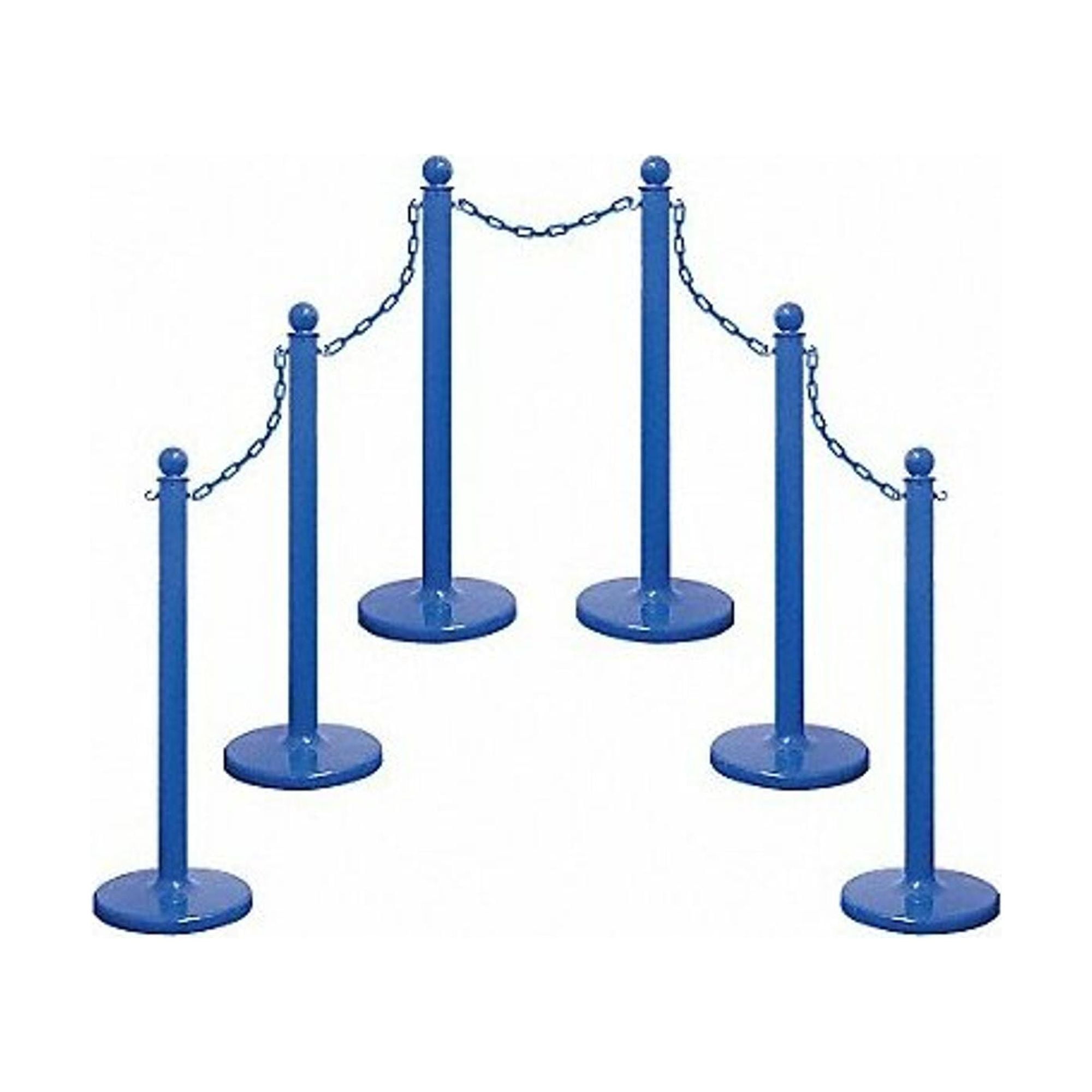Medium Duty Stanchion and Chain Kit, Blue, 40 in Post Height, Plastic ...