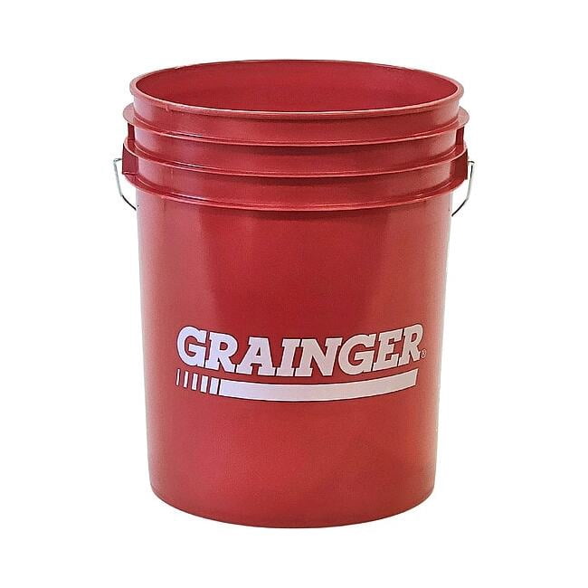 Pail, 5.0 gal., Open Head, Red, Logo ROP2150R-M-GRAINGER - Walmart.com