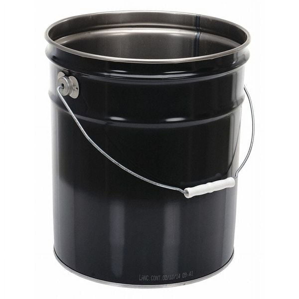 VESTIL Five Gallon Steel Pail, Black, Open Head with Handle, Round ...
