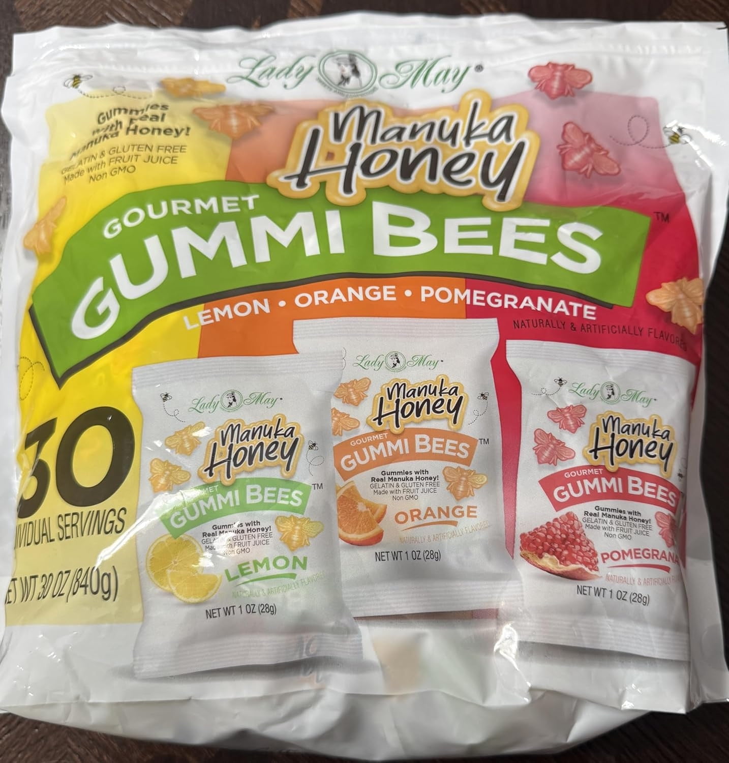 Manuka Honey Gummi Bees : Lemon,Orange,POmegranate. - Walmart.com