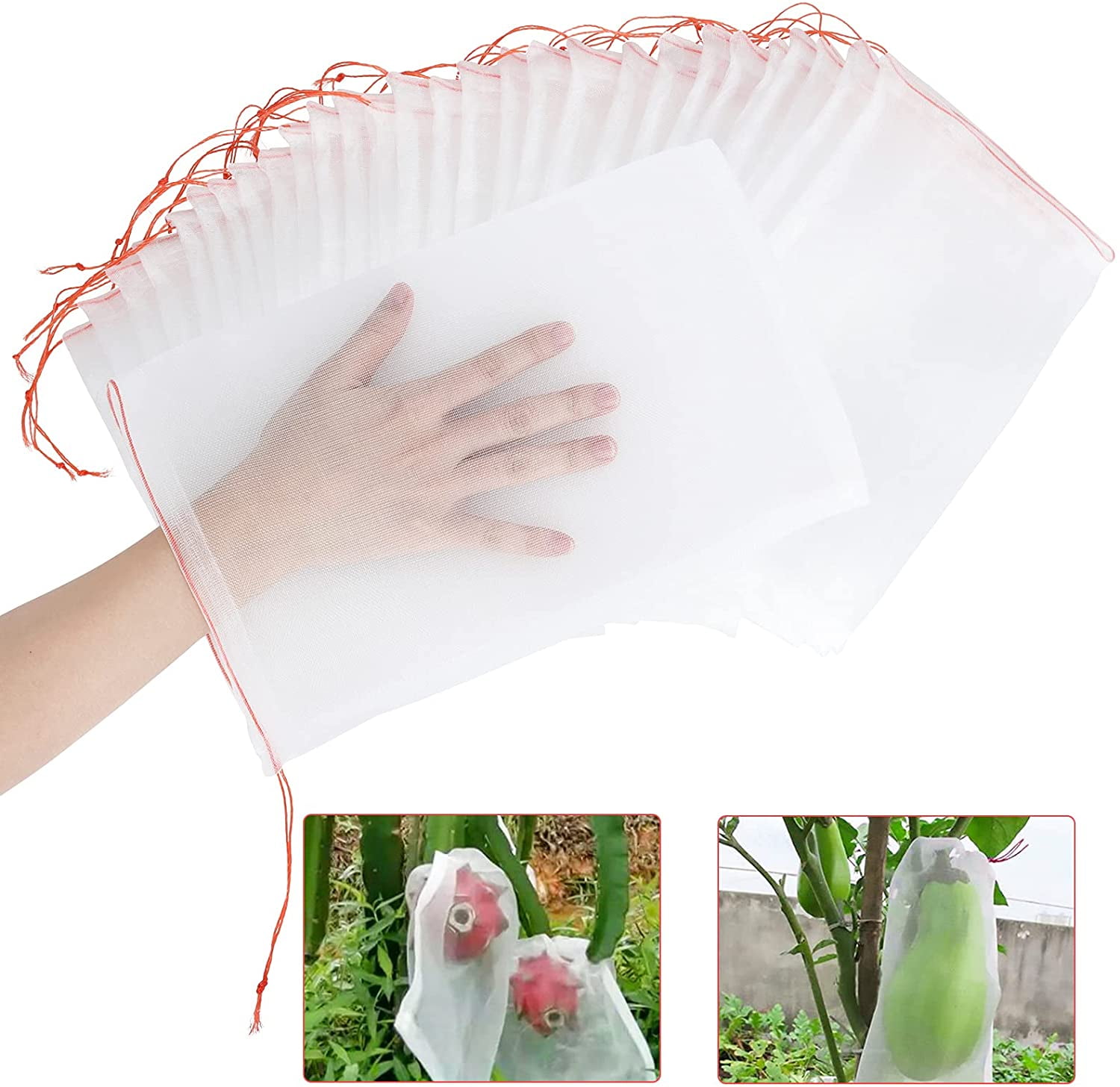 Manunclaims 50Pcs Fruit Protection Bags, Reusable Netting Bags ...