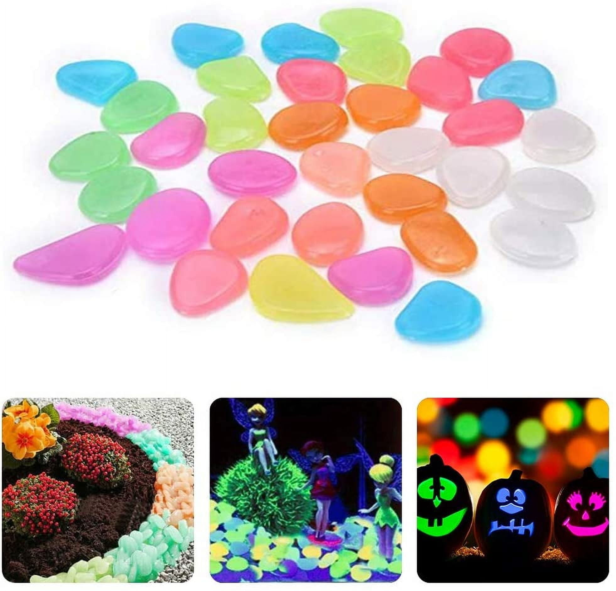 Manunclaims 50Pcs Glow in The Dark Pebbles, Glowing Rocks for Aquarium ...