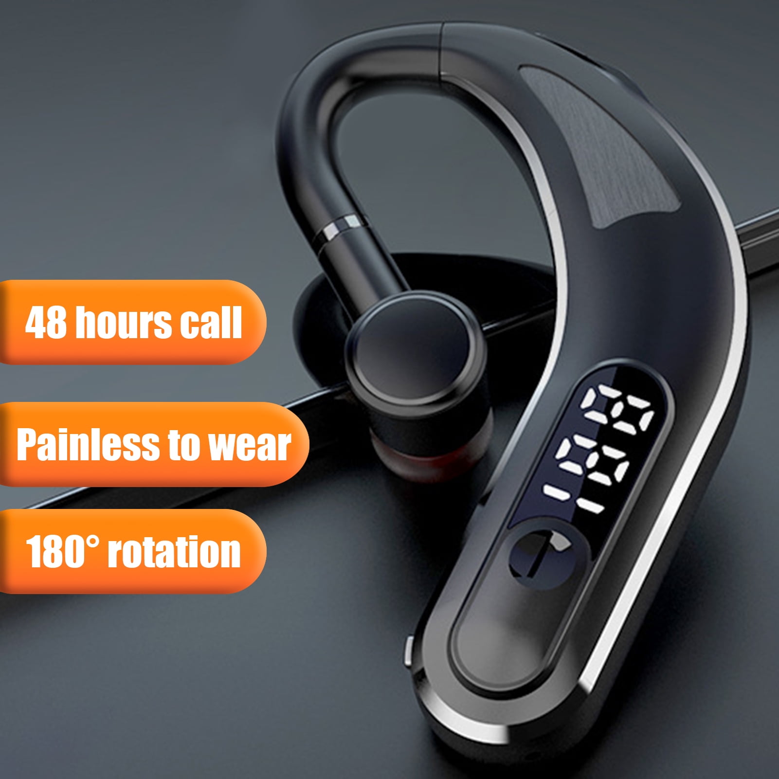 Manunclaims Bluetooth-compatible Earphone Ear Hook Power Display Life ...