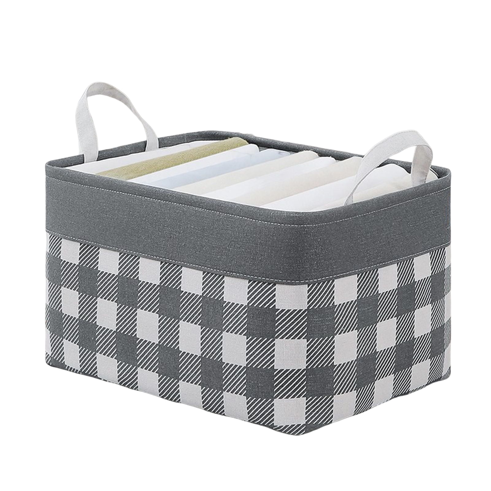 Manunclaims Fabric Storage Basket Folding Large Capacity Plaid Home ...